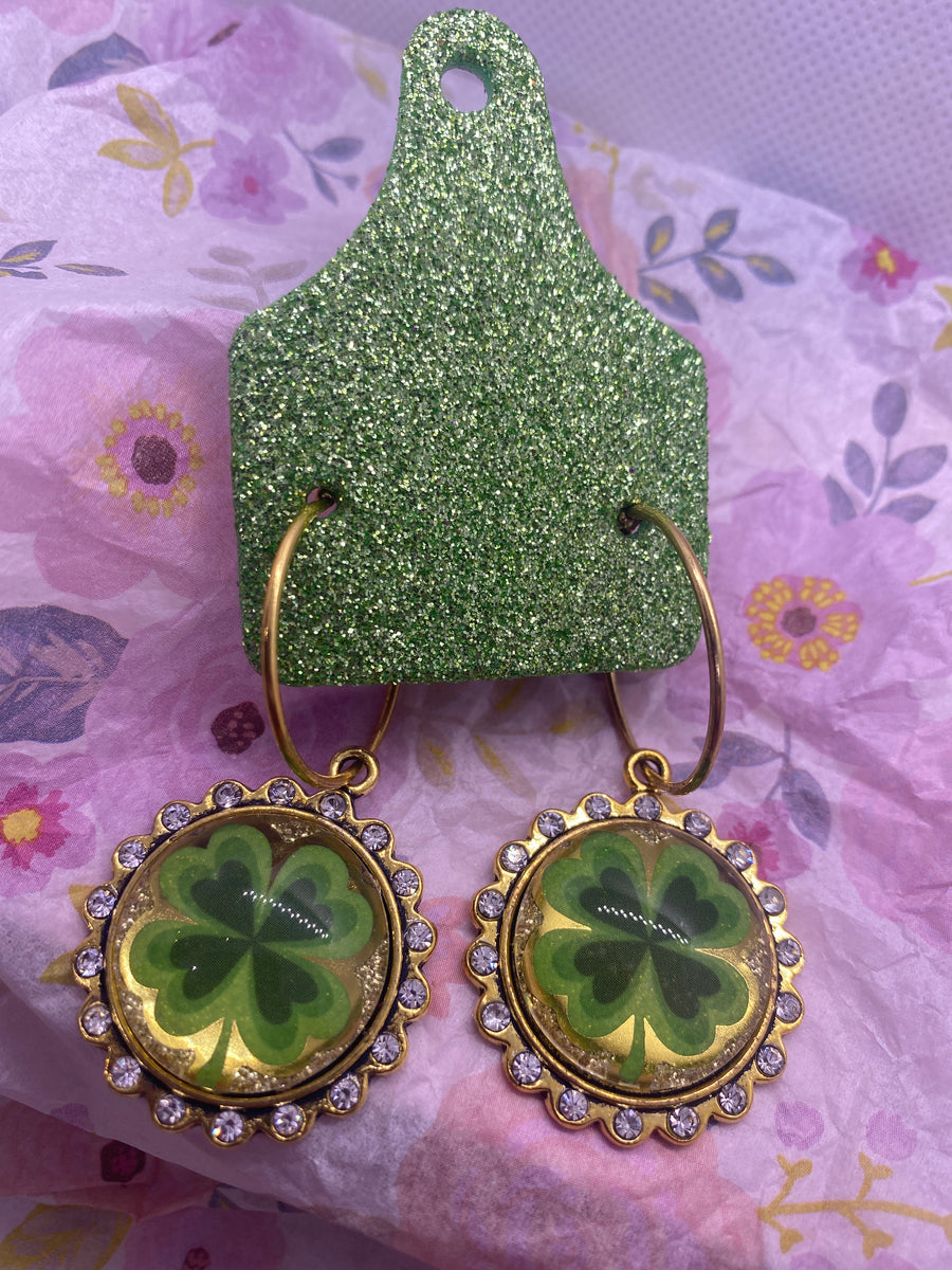 Sandra Ling Exclusive Shamrock Hoop Earrings – TheBlingThing.com